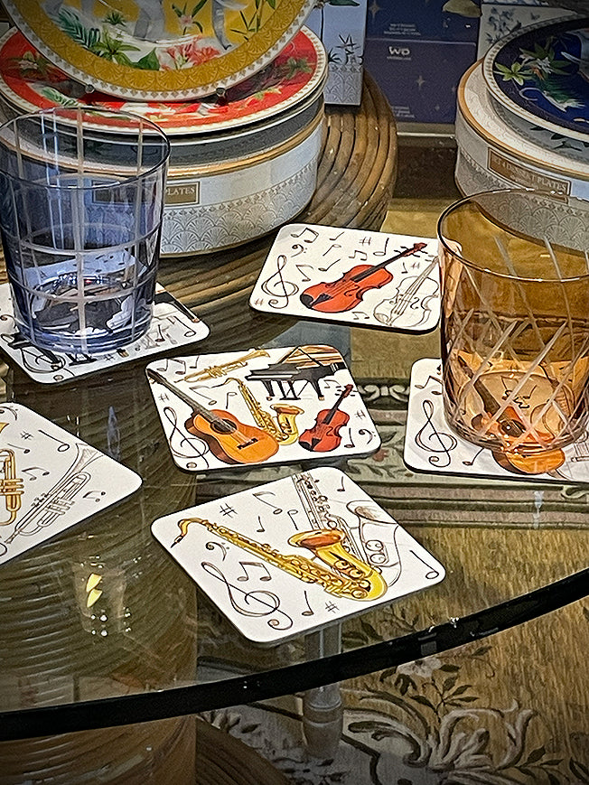 Set of 6 Musical Instrument Coasters | Tartan & Zebra