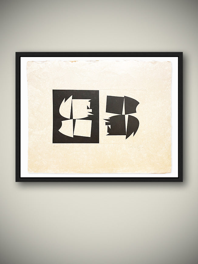 Original reputable Serigraphy Print Geometric Black