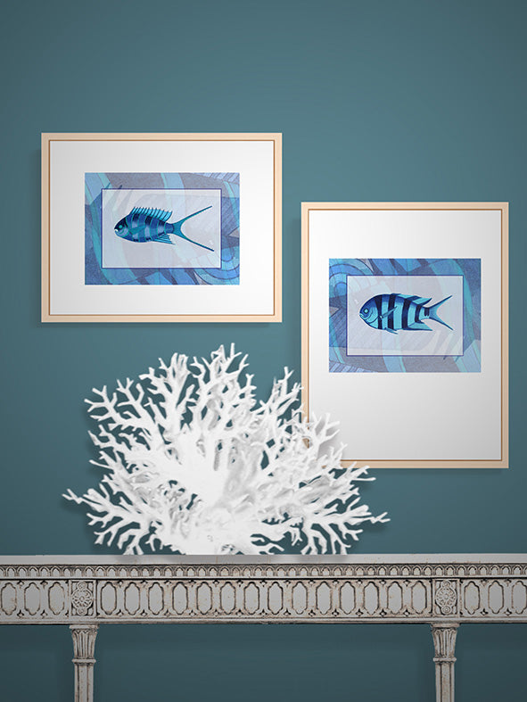 Láminas decorativas 'Peces Azules' | Decorative prints with fish ...